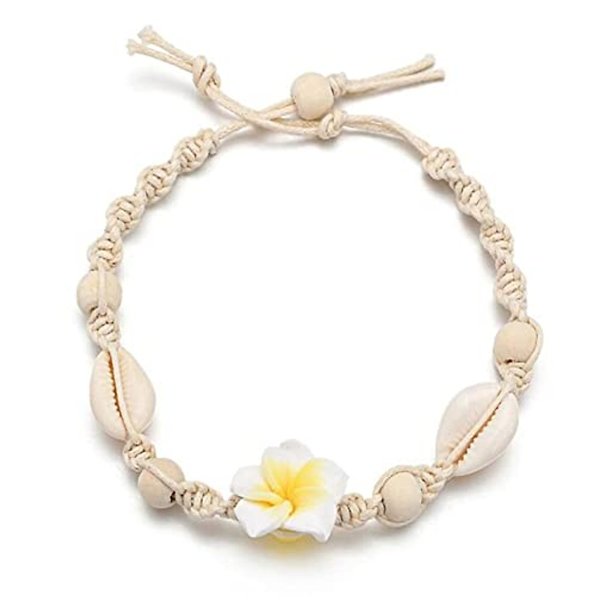 Bayetss Shell Ankle Bracelets Flower Foot Chain Seashell Bead Anklet Flower Ankle Bracelet Foot Jewelry for Women,Yellow