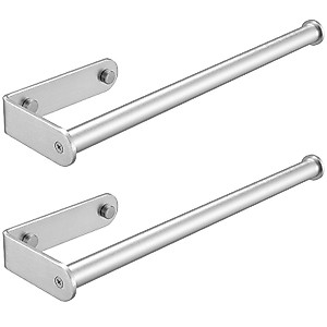 BWE Under Cabinet Paper Towel Holder Wall Mount Paper Towels Roll Holder SUS304 Stainless Steel Under Counter Paper Roll Holders for Kitchen RV Pantry Sink Bathroom,Silver(2 PC)