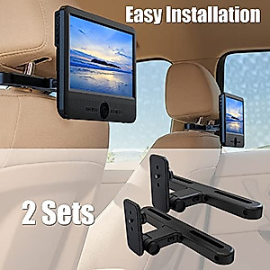 Car Headrest Mount, Sylvania/WONNIE/FANGOR/Arafuna/UEME Car DVD Player Holder, Sturdy Mount for Portable Dual Screen Headrest TV, [Angle Adjustable], [2 Sets]