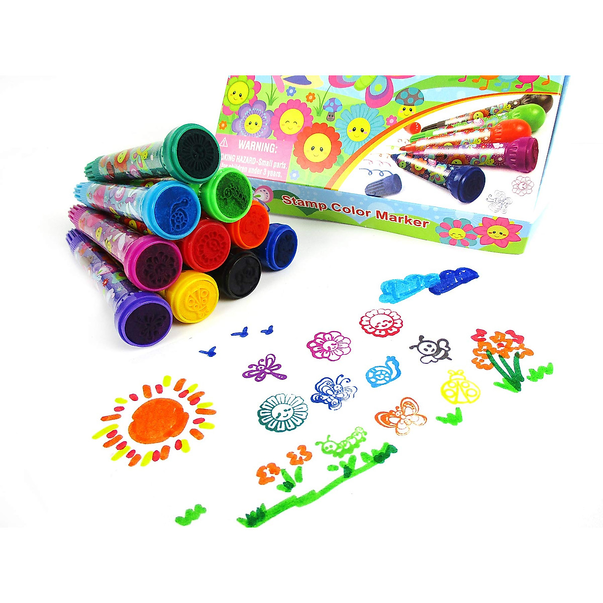 TINYMILLS Spring Flowers Butterfly Stamper Marker Set of 10, Birthday Gift Arts and Crafts Girl Birthday Gift