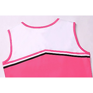 Gigoitly Cheerleading Costume for Girls Pink Cheerleader Outfit with Pom Poms for Girls’ Cheer Up Halloween Birthday Gifts