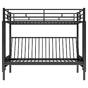 Epinki Twin Over Full Metal Bunk Bed, Multi-Function, Black, Bed Frame, Easy Assembly