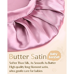 YANIBEST 2 PCS Baby Bonnet Silk Bonnet for Kids Sleeping Cap Curly Natural Hair Silk Bonnets for Girls Boys Infant