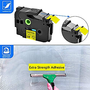 GREENCYCLE Extra Strength Adhesive Black on Yellow Label Tape Compatible for Brother TZE-S651 TZS651 AZES651 0.94" 24mm for PT2730 PT9600 PTD600VP PTD800W PTH500LI PTP700 PTP710BT PTP750W-6 Pack