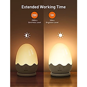 sympa Night Light for Kids, Baby Night Light with 1 Hour Timer & Touch Control, Rechargeable Night Light with 5 Brightness 3 Color Temperature, Touch Lamp Hanging Ring & Memory Function, White