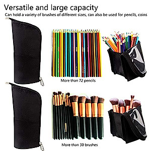 Makeup Brush Case Travel Makeup Brush Holder Large Makeup Brush Bag Professional Cosmetic Bag Artist Storage Bag Essentials Stand-up Foldable Makeup Cup Waterproof （Black, Large）