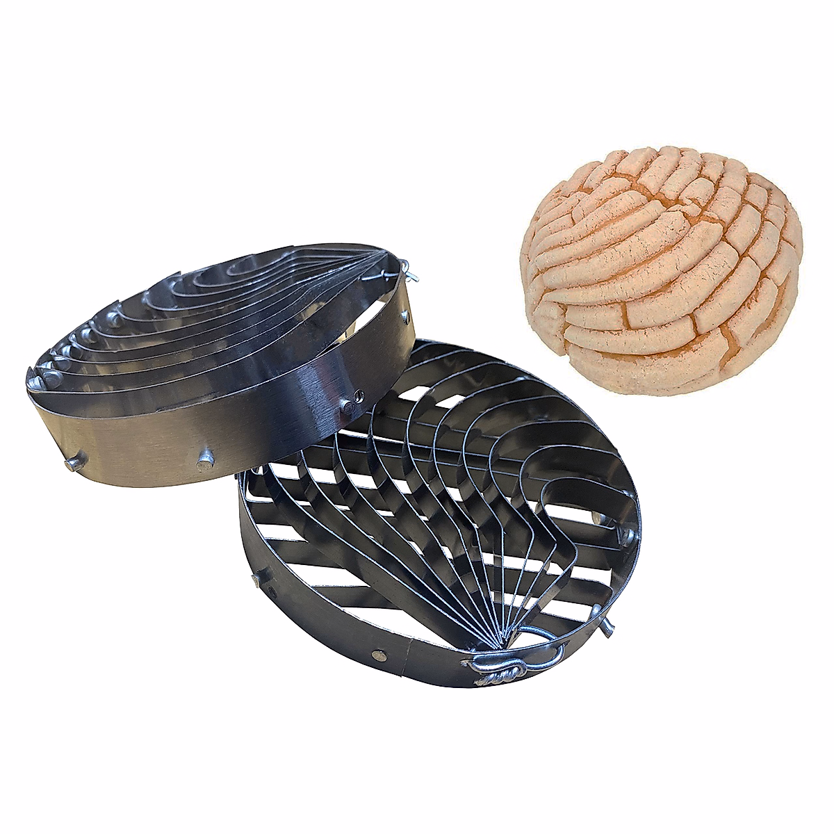 Coladera 2 Pack Concha Cutter Mexican Bread Traditional Tool Cortador de Conchas para Pan 4 Inches Diameter 0.9 Inches Height Two Sided Stainless Steel and Sheet Metal Rust Resistant (4 Inches)