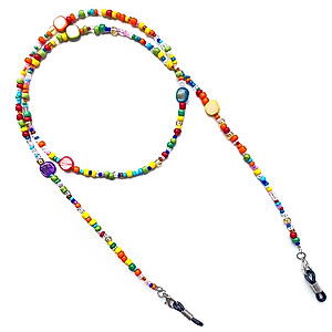 DECKER Colorful Bead Women’s eyeglass chain eyewear retainer Mask Holder Reading glass Necklace Lanyard (Rainbow Beads)