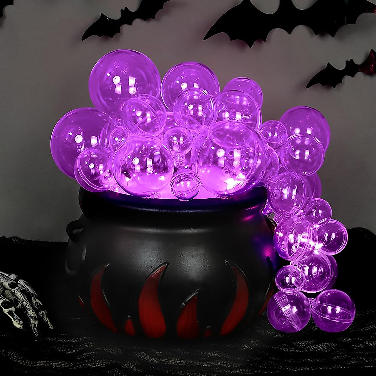 YUJUN 3 Packs Halloween DIY Bubbling Cauldron Bowl Decorations with Transparent Spheres Black Plastic Witch Jar Kettle Party Decoration Vintage Spooky for Halloween Indoor Home Table Decor Supplies