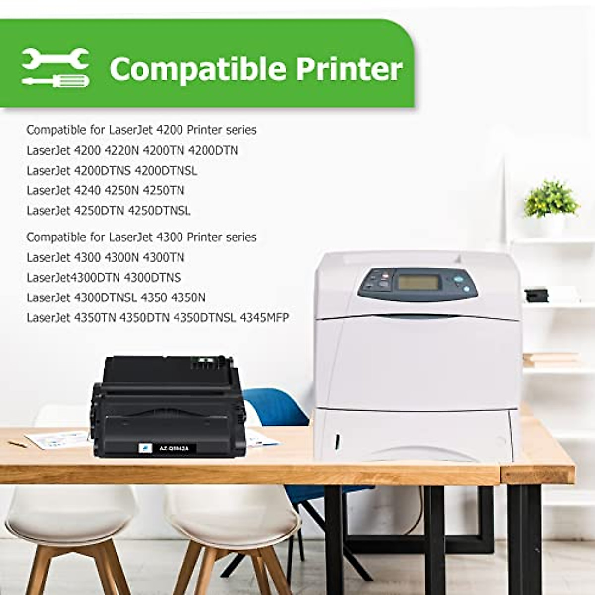 Aztech Compatible Q5942A Toner Cartridge Replacement for HP 42A Q5942A 42X Q5942X Q1338A for HP 4250 4200 4350 4300 4250N 4240 4350N 4250TN 4250DTN 4350DTN 4350TN Printer (Black, 1-Pack)