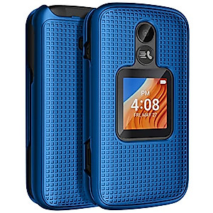 Case for Alcatel TCL Flip 2 Phone (2022), NakedcellPhone [Grid Texture] Slim Hard Shell Protector Cover for T408DL / TFALT408DCP - Cobalt Blue