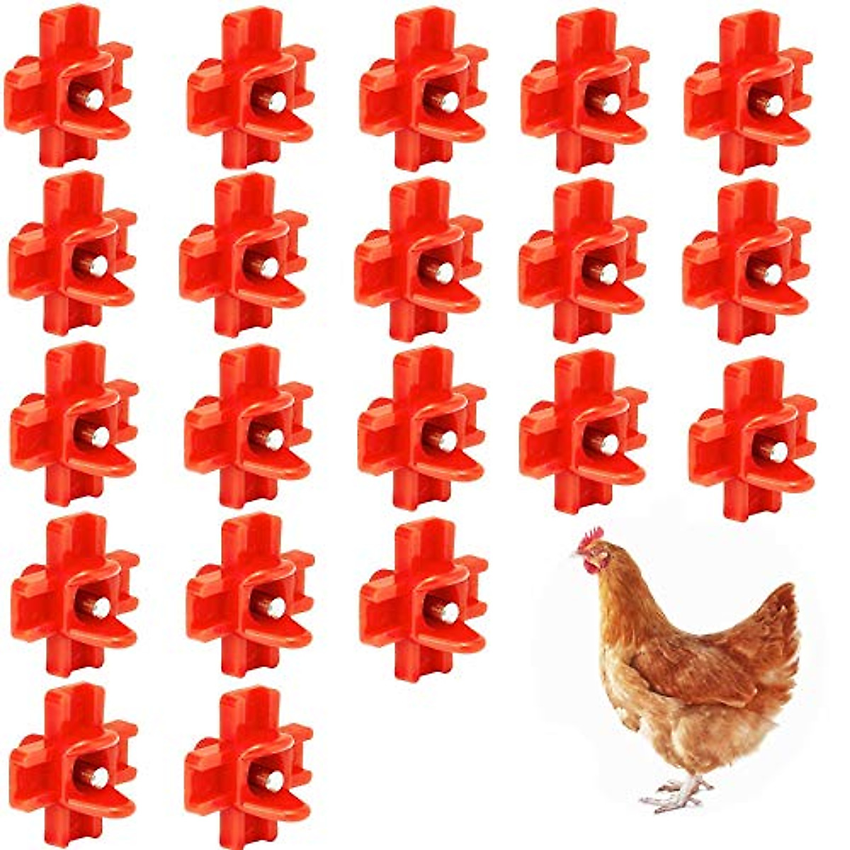 DoubleWood 20Pcs Chicken Nipples Horizontal Side Mount Poultry Water Nipple Waterer Drinker Outdoors for Chicken Ducks Quail and Other Poultry (20)