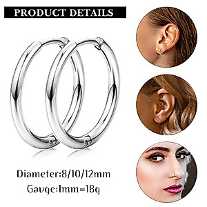 LOLIAS Small Flat Back Earrings Hypoallergenic Surgical Steel Earrings 14K Gold Plated Stainless Steel Stud Earrings for Women Men Tiny Stud Hoop Cartilage Earring