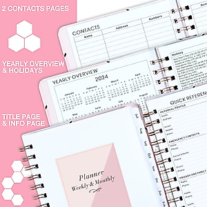 2024-2025 Planner - July 2024 - June 2025, Planner 2024-2025, 6.3" x 8.4", 2024-2025 Weekly and Monthly Planner with Marked Tabs - Pink Marble