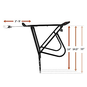 Ibera Bike Rack – Bicycle Touring Carrier with Fender Board, Frame-Mounted for Heavier Top & Side Loads, Height Adjustable for 26"-29" Frames