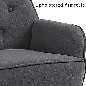 RIDFY Modern Mid Century Chair,Velvet Sherpa Armchair,Accent Chair with Metal Legs,Upholstered Single Sofa Side Chair for Living Room,Bedroom,Office,Teens,Women,Girls,Easy Assembly (Dark Gray)