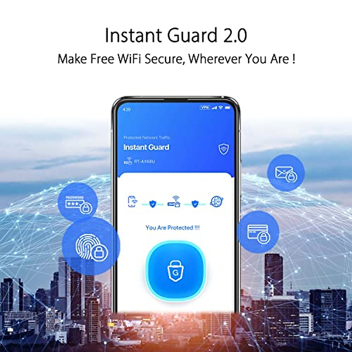 ASUS RT-AX5400 VPN WiFi 6 (802.11ax) Extendable Router, Dual Band, Included Built-in VPN, AiProtection Pro Network Security, Parental Control, Instant Guard, AiMesh-Compatible
