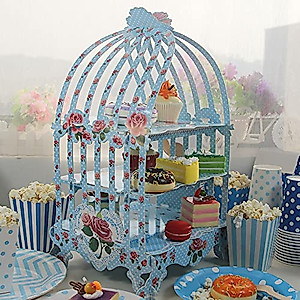 BinaryABC Popcorn Boxes,Stripe Pattern Decorative Dinnerware for Party,12 x 7CM,24pcs (Blue)