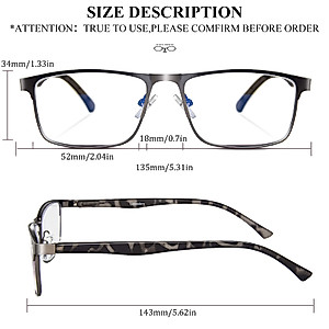 Lcbestbro 3 Pack Business Blue light Blocking Reading Glasses for Men, 2.5 Metal Readers