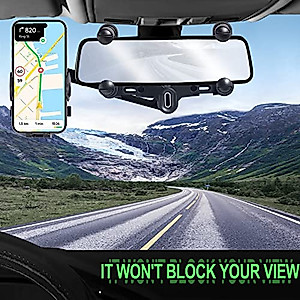 Rearview Mirror Phone Holder for Car, Rotatable and Retractable Car Phone Holder Mount, 360° Rotating Rear View Mirror Phone Holder Multifunctional Adjustable Mount for All Smartphones and Cars