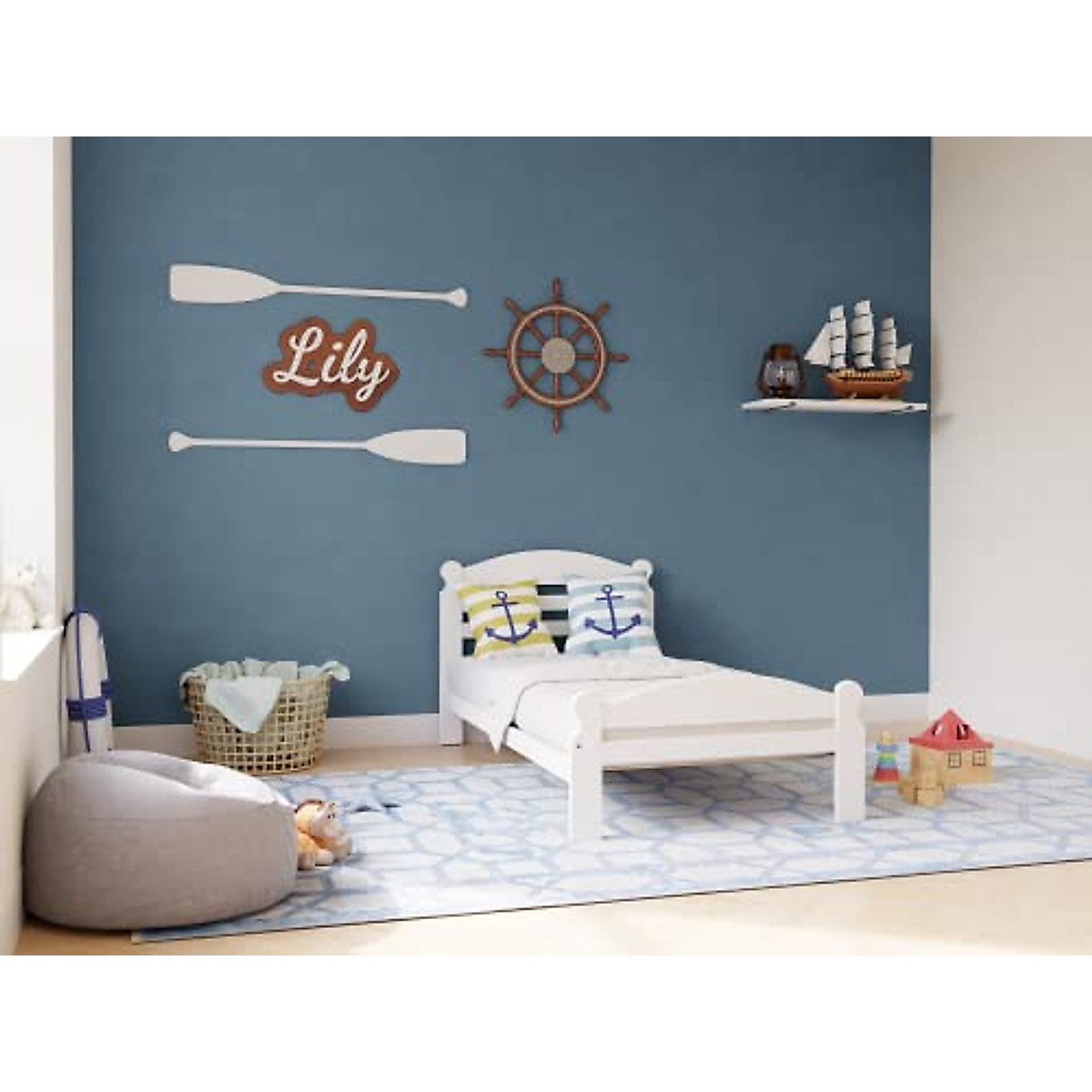 Twin Bed White Arizona Wooden Single Bed Frame Easy to Assemble Crafted from Solid Pine Wood with Wooden Slats Includes 33.85 Tall Headboard and Footboard