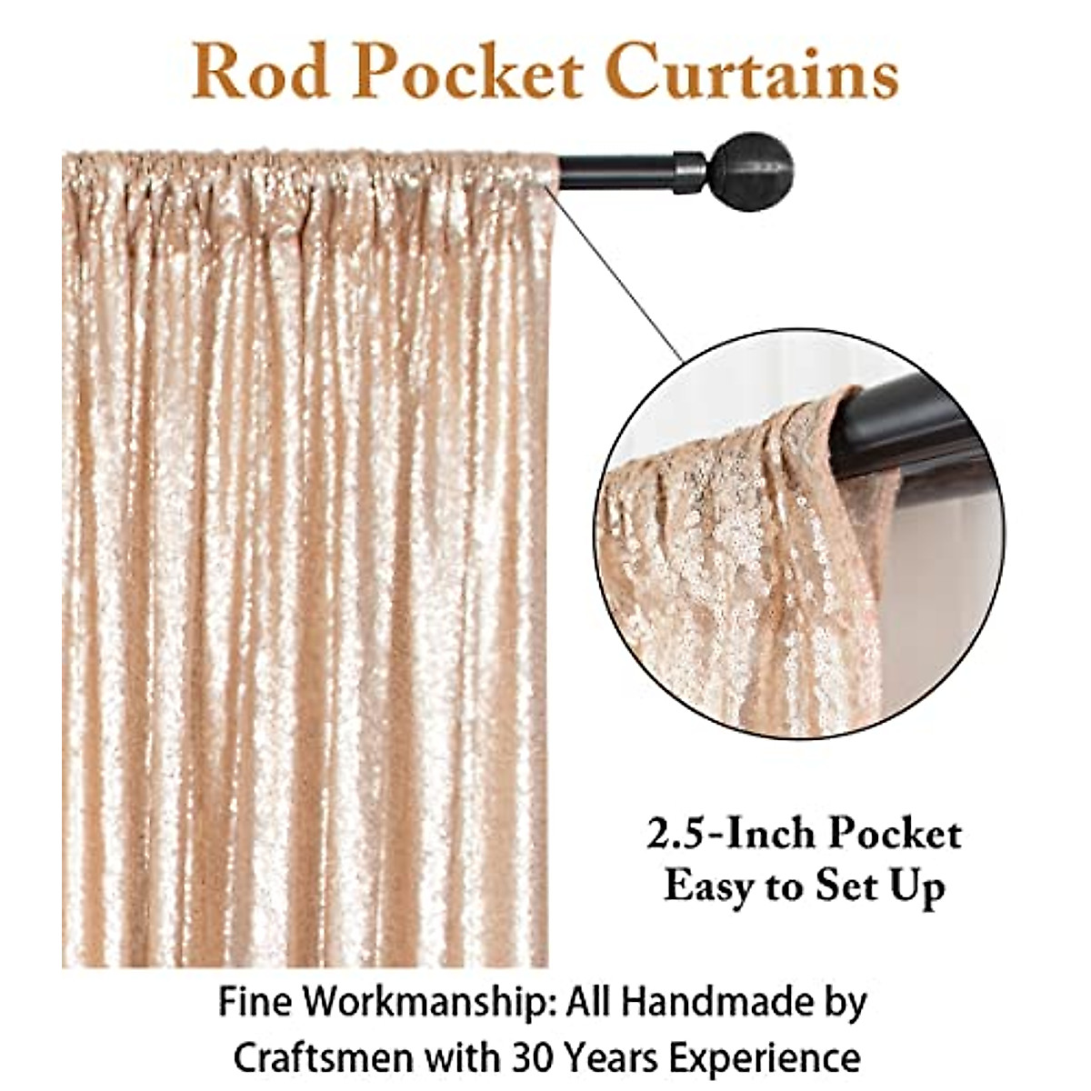 ShinyBeauty Sequence Backdrop Champagne 8FTx10FT Sequin Photo Backdrop Sequin-Backdrop-Curtain Elegant Backdrops 8x10-0827E