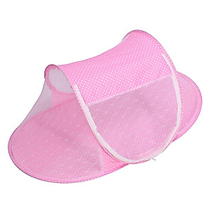 Raguso Crib Net, Soft Baby Net Easy to Carry Infant Bed Net for Outdoor Activities(Pink)