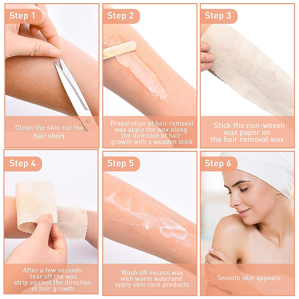 Maitys Hair Removal Kit: 250 Pieces Muslin Waxing Strips and Sticks for Body and Facial Hair Women Men