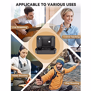 maxtopfit Wireless Lavalier Microphones for iPhone iPad Android - Double Mics Mini Microphone with Noise Cancellation and Mute Function, Lapel Microphone for YouTube,Tiktok,Interview