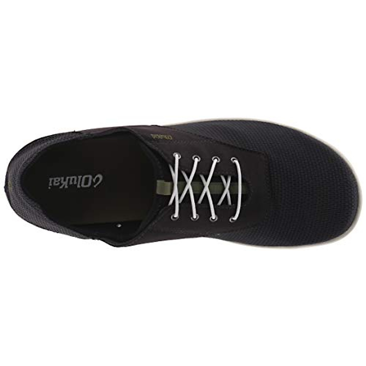 OLUKAI Nohea Moku Men's Boat Shoes, No Tie Laces & Stretch Construction, Breathable Mesh & All Weather Rubber Soles, Black/Black, 12