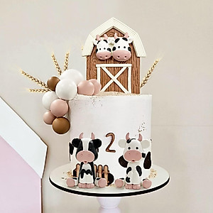 22 PCS Cow Cake Topper Farm Cow Cake Decorations for Baby Shower Cow Themed Girls Boys Birthday Party Decorations Supplies (Farm Cow)