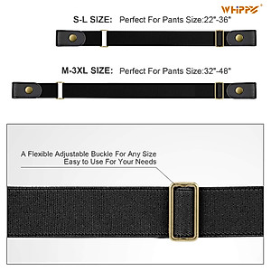 WHIPPY 2 Pack Buckle Free Comfortable Elastic Belt for Women or Men, Buckle-less No Bulge No Hassle Invisible Belts (Black Coffee, Fit Pants Size 32-48 Inches)
