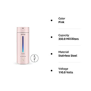 CHACEEF Travel Electric Kettle, 350ml Small Portable Kettle with Non-stick Coating, BPA Free, 3 Colors LED Water Boiler with Keep Warm Function, Fast Boil and Auto Shut Off Hot Water Kettle, Pink