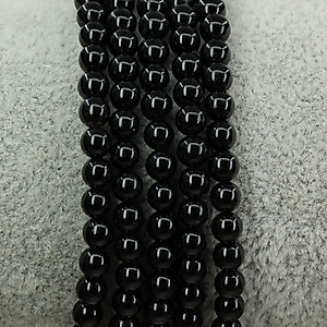 Keleny Natural 4mm Black Tourmaline Round Beads Gemstones Rock Crystal Stretch Bracelet 7 Inch Unisex