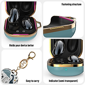 wenew case for Galaxy Buds FE/Galaxy Buds 2 Pro/Galaxy Buds Pro/Galaxy Buds 2/ Galaxy Buds Live, Cute Patterned Hard Shell with Clip for Women Men (Cute Dino)