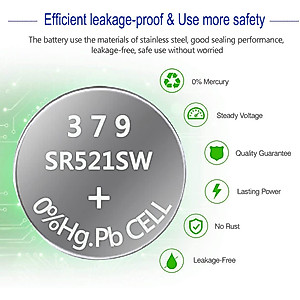 UOGTNON 379 SR521SW V379 Watch Battery 1.5V Button Cell (10-Pack)