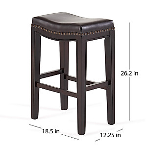 Christopher Knight Home Avondale Backless Faux Leather Counter Stools, 2-Pcs Set, Brown