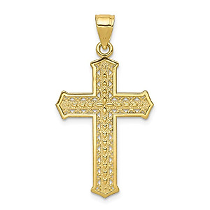 Solid 10k Yellow Gold Cross Pendant Charm - 35mm x 19mm - Jewelry Gifts For Women Wife Mom Gifts For Men Husband Dad
