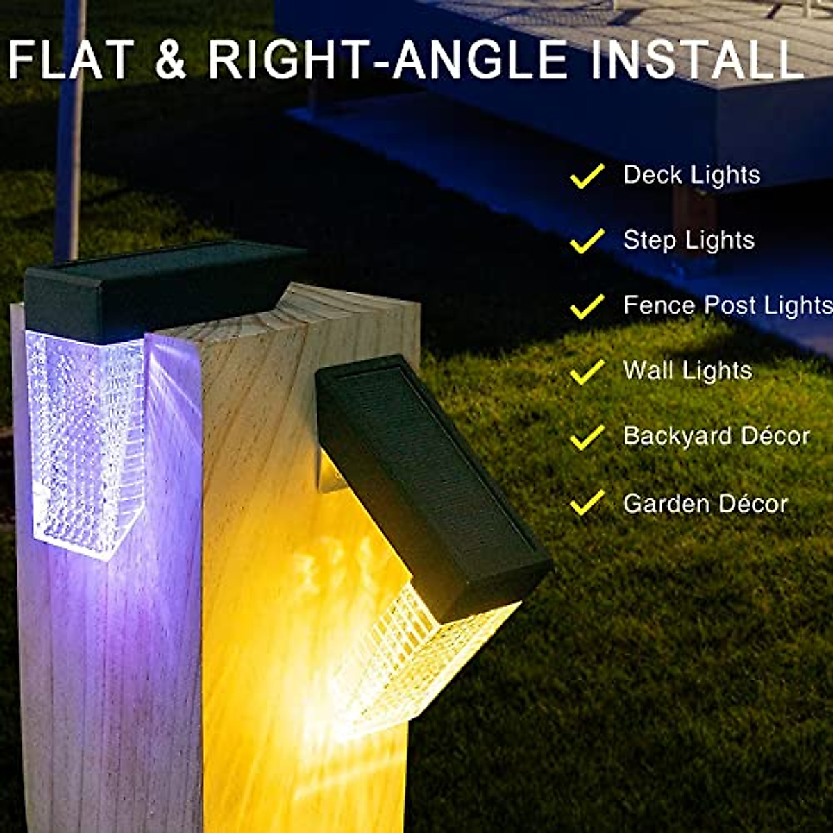 panmo Solar Deck Lights Outdoor, Solar Step Lights Waterproof Decoration for Porch Pool Fence Stair Patio Yard Garden Railings(Warm White/RGB 8 Pack)