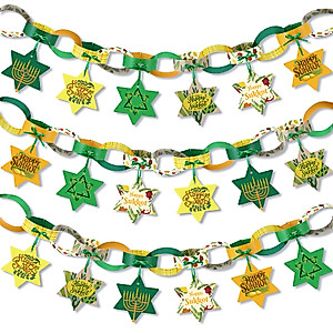 MotiMind Sukkah Decoration Happy Sukkot Garland Decoration Jewish Holiday Paper Chains Garland 21 Feet 180 Chain Links and 60 Paper Tassels Sukkot Hanging Decorations Sukkot Party Supplies for Jewish