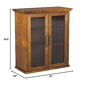Teamson Home Avery Removable Wooden 2 Door Wall Cabinet with Storage, Oiled Oak