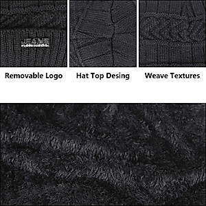 3-Pieces Winter Beanie Hats, Scarf and Touch Screen Gloves Set for Men and Women, Warm Knit Cap Set Black