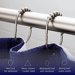 2 Lb. Depot Wide Shower Curtain Rings - Set of 12 Easy Glide Rollers with Polished Nickel Finish - Stainless Steel Shower Hooks for Straight and Curved Rods - Decorative and Durable for Any Bathroom