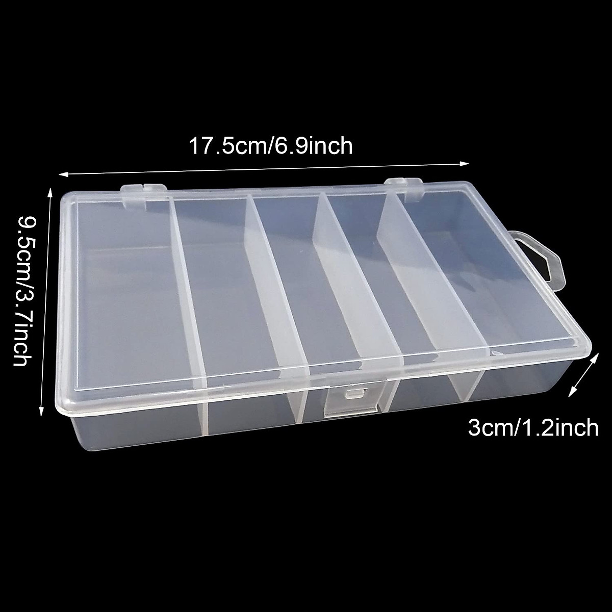 Honbay Clear Visible Plastic Fishing Tackle Accessory Box Fishing Lure Bait Hooks Storage Box Case Container Jewelry Making Findings Organizer Box Storage Container Case (S:6.9x3.7x1.2inch)