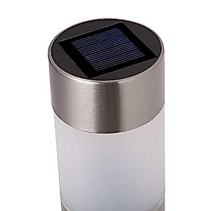 Solar Bollard Lights Outdoor - 6 Pack Stainless Steel Warm White LED Landscape Lights Waterproof Decorative Lighting for Backyard Lawn Patio (Silver.)