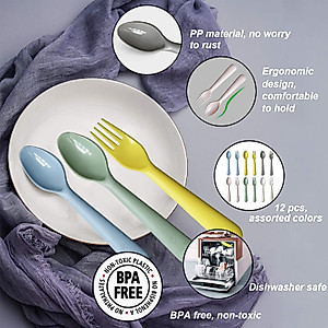 Muulaii Kids Spoons and Forks Toddler Utensils Plastics Reusable Silverware Baby Cutlery Set Feeding Dinnerware Utensils BPA Free Microwave Dishwasher and Freezer Safe