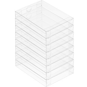 50 Pack Clear Plastic Boxes Transparent Crystal Boxes Greeting Card Photo Storage Cases Fold Design Protects Boxes (A2: 4.53 x 1.02 x 5.91 Inch)