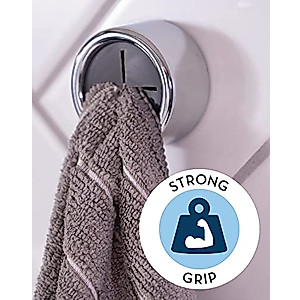 S&T INC. Round Adhesive Push Towel Hooks for Kitchen, Hand and Dish Towels, Grey, 4 Pack