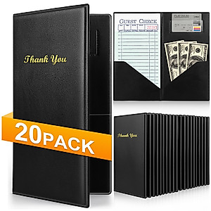 20 Pcs Server Books, Check Presenters for Restaurants, PVC Server Books for Waitress Guest Check Holder