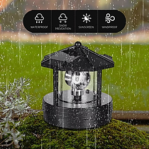 VLUOO Lighthouse Solar Lights 360 Degree Rotating Lighthouse Beacon Led Solar Lighthouse Light Outdoor Waterproof Led Solar Powered Lighthouse Garden Decor for Outside